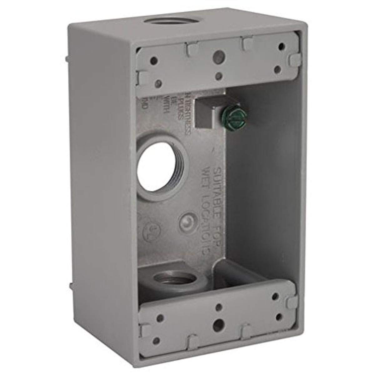BELL 5324-0 1-Gang Weatherproof Box, Three 3/4 in. Threaded Outlets ...