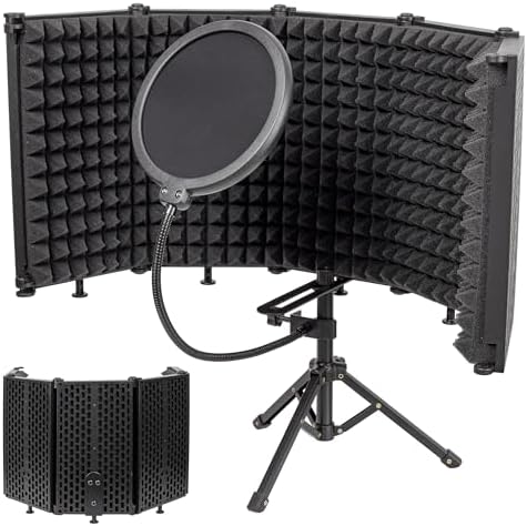 Amazon.com: KAIXUAN WOOD Microphone Isolation Shield with Pop Filter ...
