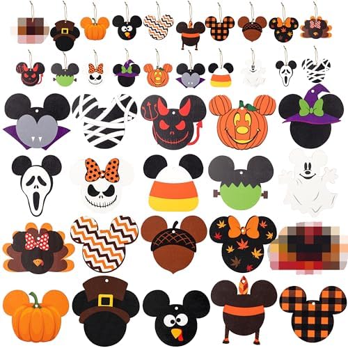 Amazon.com: Qweryboo 24 Pcs Christmas Mouse Wooden Hanging Ornaments ...