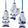 Amazon.com: Kurt Adler 1 Set 3 Assorted Porcelain Delft Blue Santa ...