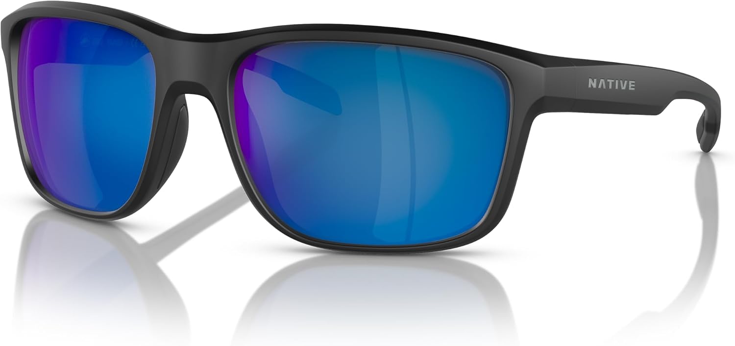 Amazon.com: Native Man Sunglasses Matte Black Frame, Blue Lenses, 59MM ...