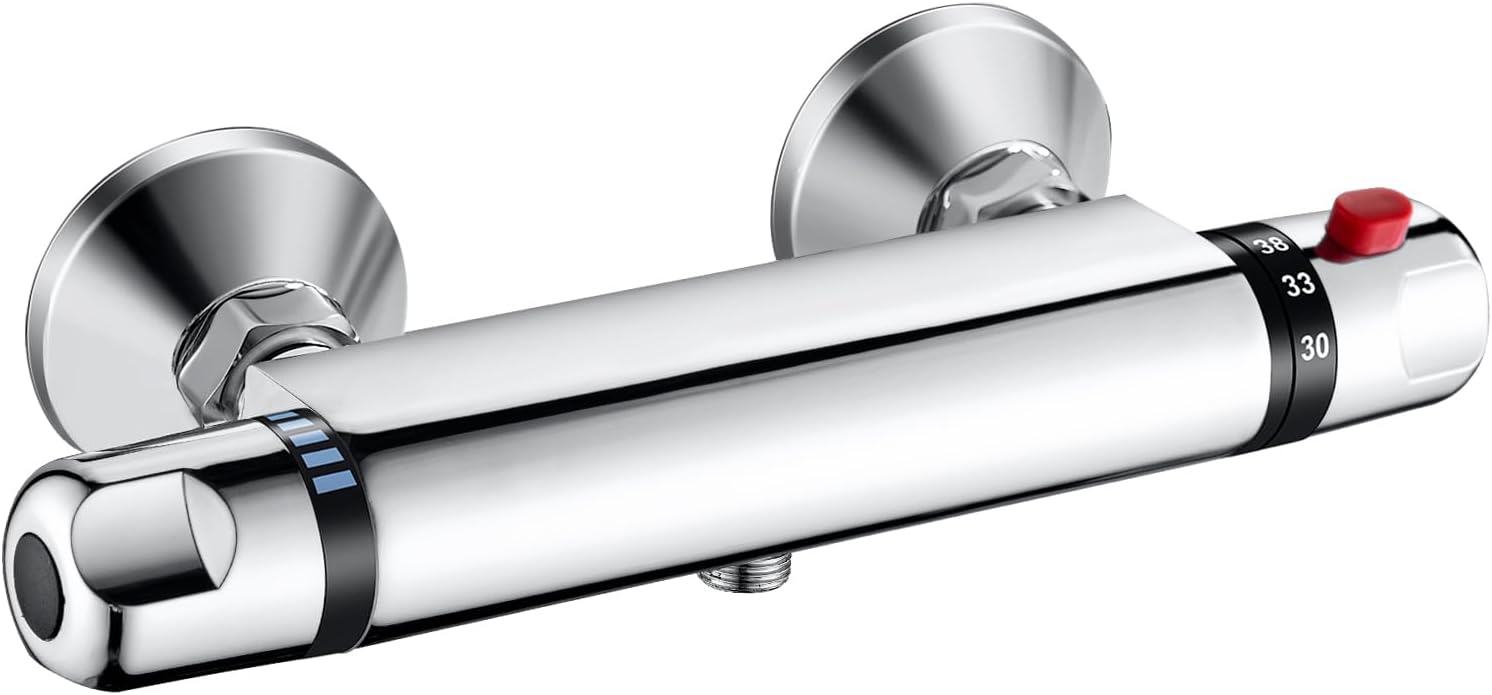Thermostatic Shower Mixer Bar, AIMOYO Wall Mounted Shower Mixer Valve ...