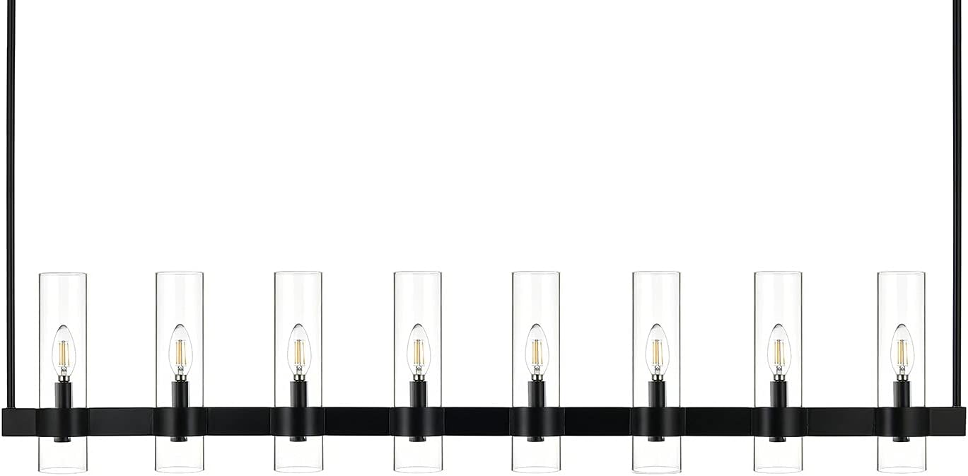 Black Chandelier, Modern 6-Light Linear Rectangle Light Fixture for ...