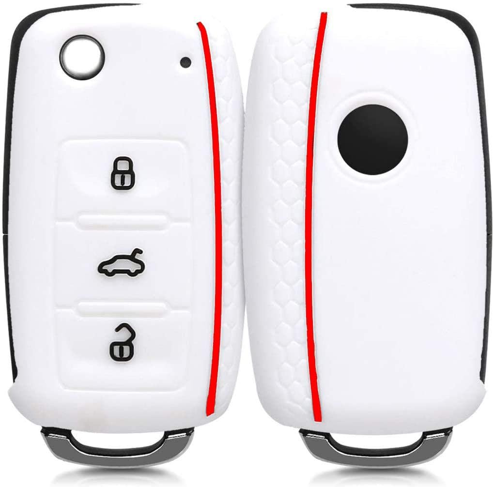 JVCV® Silver Border TPU Key Cover Compatible with Volkswagen Polo Vento ...