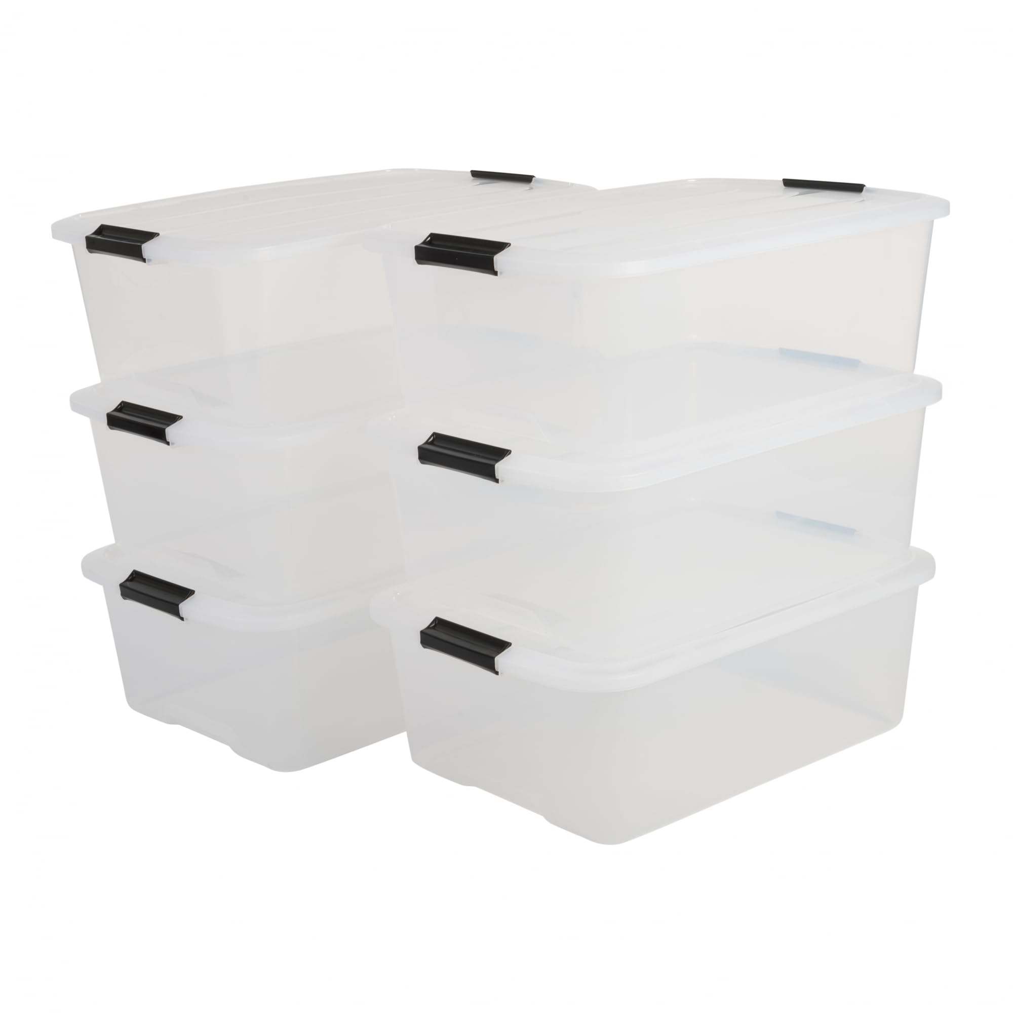 Buy Iris Ohyama, Plastic storage boxes with lid and closing clips, 30L ...