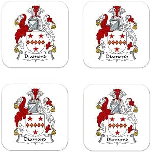 Amazon.com: Diamond Family Crest Square Coasters Coat of Arms Coasters ...
