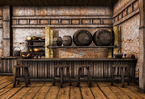 Renaiss 12x8ft Rustic Shabby Saloon Tavern Backdrop Wooden Bar Western ...