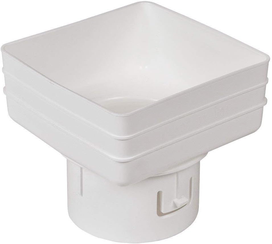5x5x4 (White) Plastic Universal Downspout to Drain Tile Adapter ...