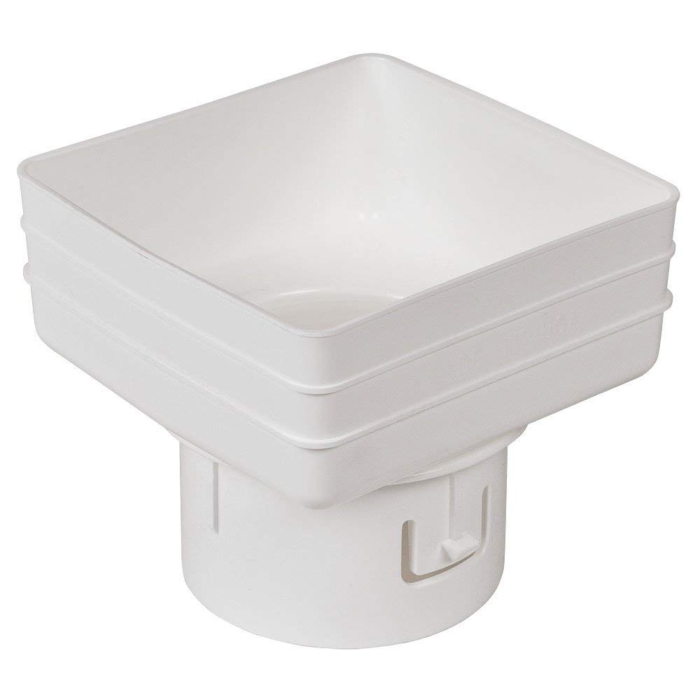 5x5x4 (White) Plastic Universal Downspout to Drain Tile Adapter ...