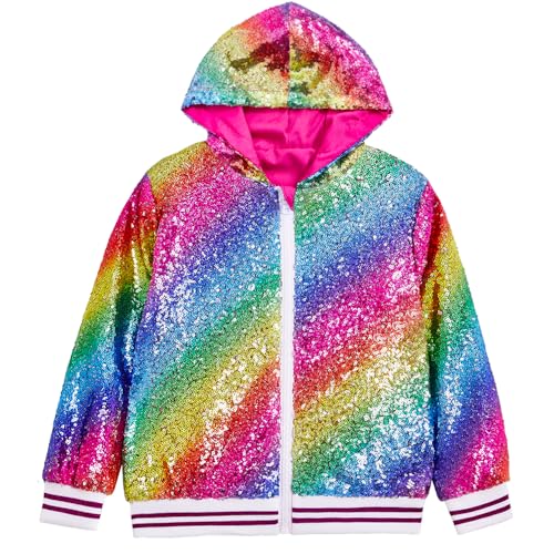 CHENBAO Toddler Girls Sequin Jackets Kids Glitter Hoodie Jacket Zip Up Coat Sparkle Outwear ...