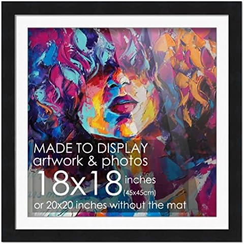 Amazon.com - CountryArtHouse 18x18 Frame Black Wood with White Mat ...