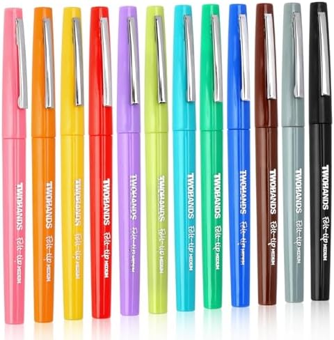 TWOHANDS Felt Tip Pens Fine Point, Assorted Colors Fineliners,Colord ...