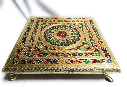Buy Multicolor Color Home Decor Chauki for Home Temple Wood Minakari ...