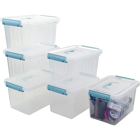 Amazon.com: Doryh 5 L Plastic Storage Bin with Lid, Clear Transparent ...