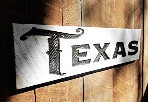 Amazon.com: Texas Sign - (Available in 3 Sizes) Carved in a Solid Wood ...