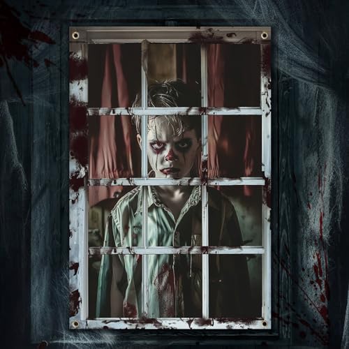 Amazon.com : Halloween Ghost Curtain Decorations Female Ghost Window ...