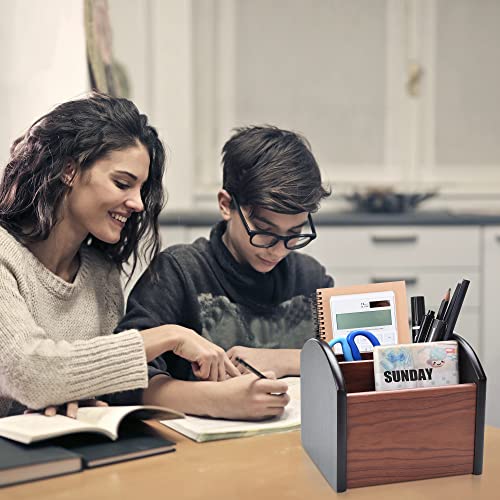 Snapklik.com : Siveit Wooden Desk Organizer, 4 Compartment Revolving ...