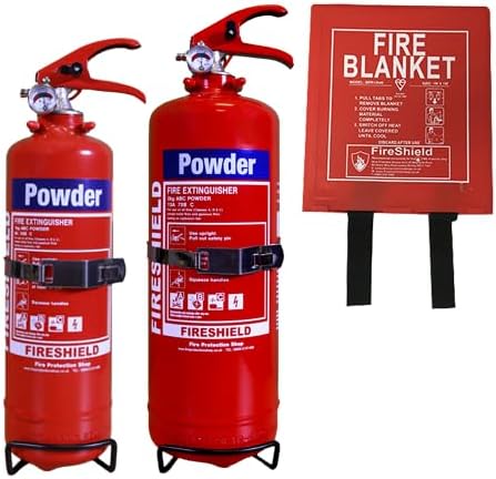 Double Dry Powder (1kg & 2kg) Fire Extinguisher & Fire Blanket Pack ...