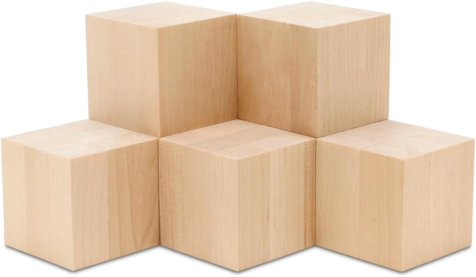 Amazon.com: DIY Wood Cubes 6-inch, Pack of 5 Large Blank Wooden Blocks ...