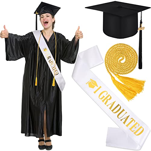 3 Pieces Graduation Costume Set Matte Graduation Cap with - Want It All