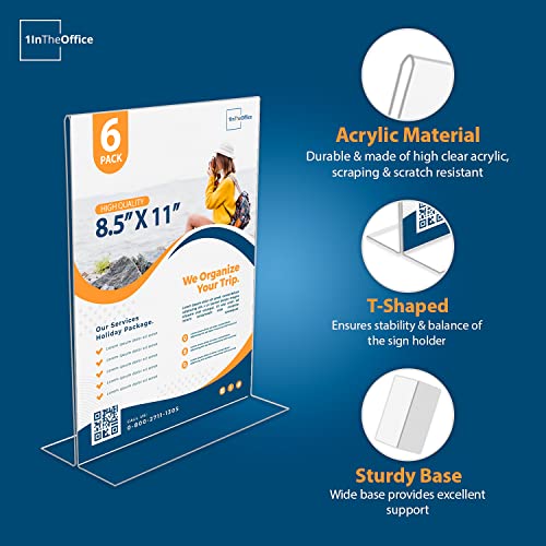 Snapklik.com : Acrylic Vertical Stand-Up Sign Holder 8.5 X 11 6 Pack