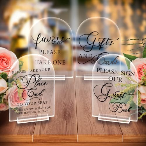 OLYCRAFT 4Pcs 127x178mm Acrylic Wedding Signs with Stands Clear Acrylic ...