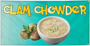 Amazon.com: Vinyl Banner Multiple Sizes Clam Chowder Outdoor ...