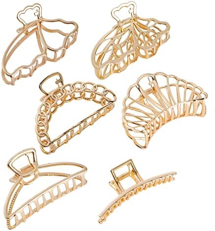 Amazon.com : 6 Pack Gold Hair Clips For Women & Girls Metal Claw Clip ...
