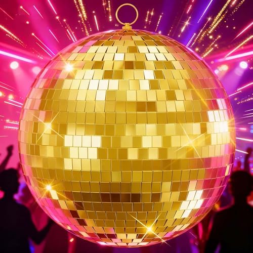 Amazon.com: Masiunoz 12 Inch Gold Disco Ball Mirror Ball for Wedding ...