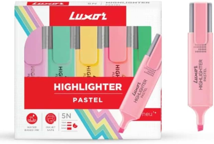 Faber-Castell Pastel Highlighters Set - 8 Chisel Tip Highlighter Pens ...