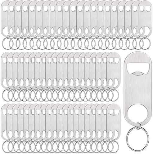 Amazon.com: Therwen 60 Pcs Flat Beer Bottle Opener Keychain Stainless ...