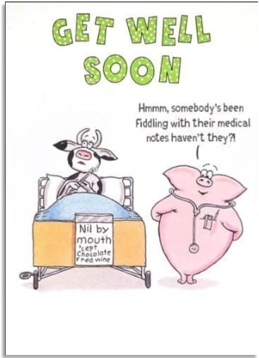 Paperlink Humorous 'Get Well Soon' Greeting Card - Fiddling With ...