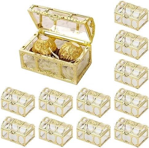 12Pcs Party Favor Boxes, Treasure Chest Candy Boxes Clear Favor Boxes ...