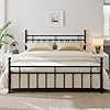 Amazon.com: iPormis King Metal Bed Frame with Vintage Headboard and Footboard, Farmhouse King ...