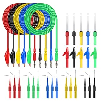 ZUYIYI 30PCS Back Probe Kit, 4mm Banana Plug to Copper Alligator Clips ...