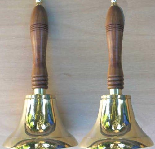 Amazon.com: Solid Brass Hand Bell Set of 2, Wood Handle - Brass ...