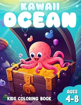 Kawaii Ocean Kids Coloring Book: Sea Creatures Coloring Book for Kids ...