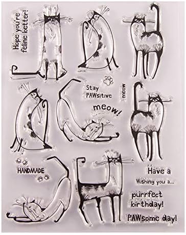 Amazon.com: Cat Background Clear Stamps for Card Making, Peeking Cat ...