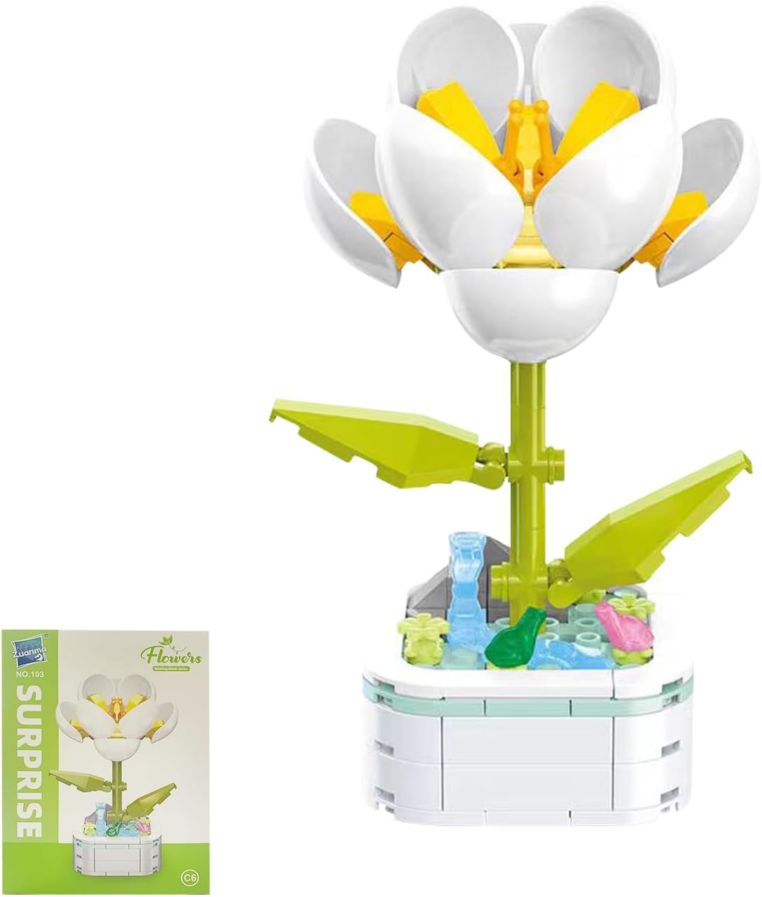 Amazon.com: Lamnes Flower Bouquet Building Set with Base, Artificial ...