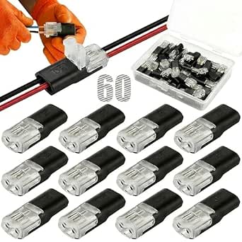 60PCS Quick Connect Wire Connectors – 2pin No Stripping Double Wire ...
