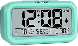 Amazon.com: Peakeep Smart Night Light Digital Alarm Clock with Indoor ...