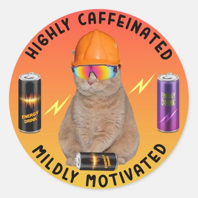 Amazon.com: Pcs 3'' Funny Cat, Highly Caffeinated Mildly Motivated ...