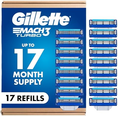 Amazon.com: Gillette Mach3 Turbo Mens Razor Blade Refills, 17 Count ...