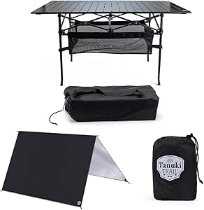 Amazon.com: Folding Camping Table with Waterproof Tarp - Large Aluminum ...