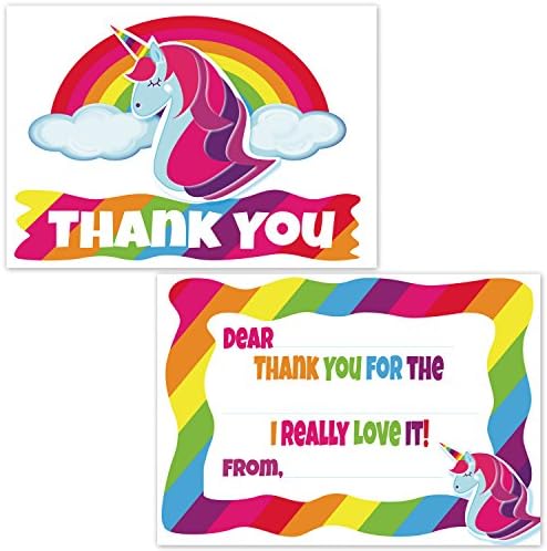 Amazon.com: Old Blue Door Invites Unicorn Birthday Party Thank You ...