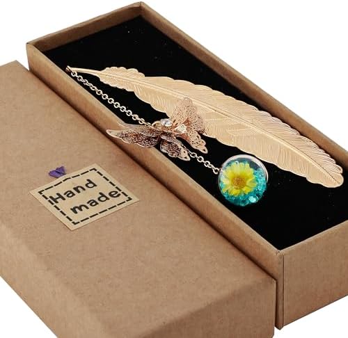 Amazon.com: CHIPUKIZI Gold Feather Bookmark with Butterfly Charm ...