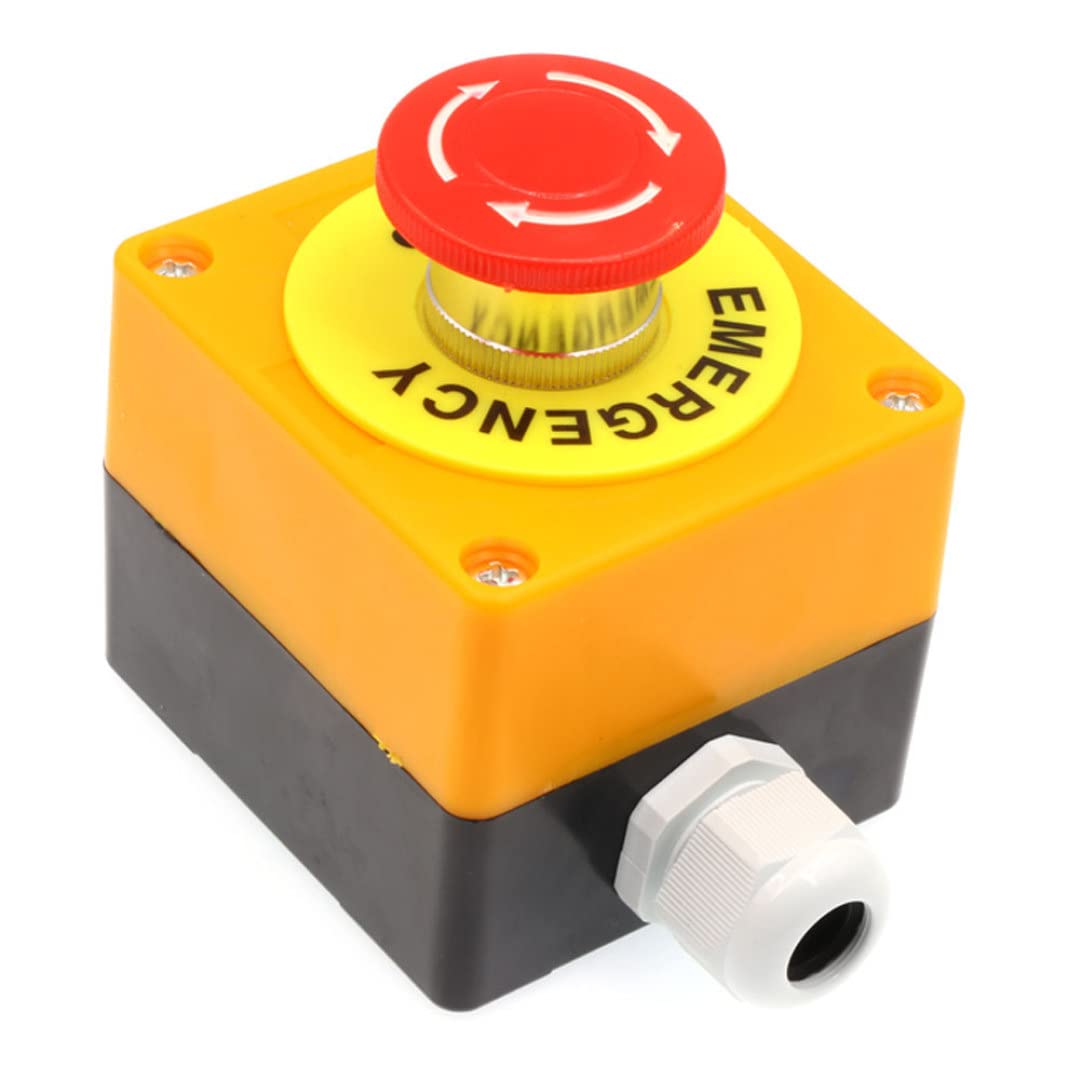 Buy Emergency Stop Button 22mm Red Sign Mushroom Push Switch AC 660V ...