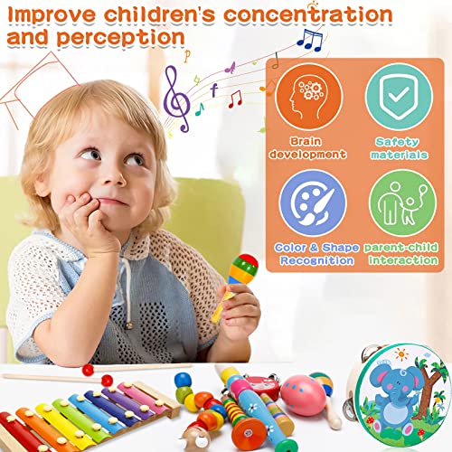 Purpledi Musical Instruments Set, Wooden Percussion Set, Drum Kit ...