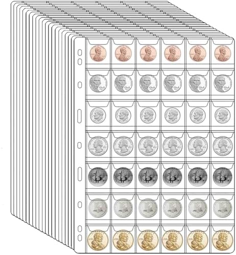 Amazon.com : 882 Pockets Coin Collection Pages, 21 Sheets Coin ...