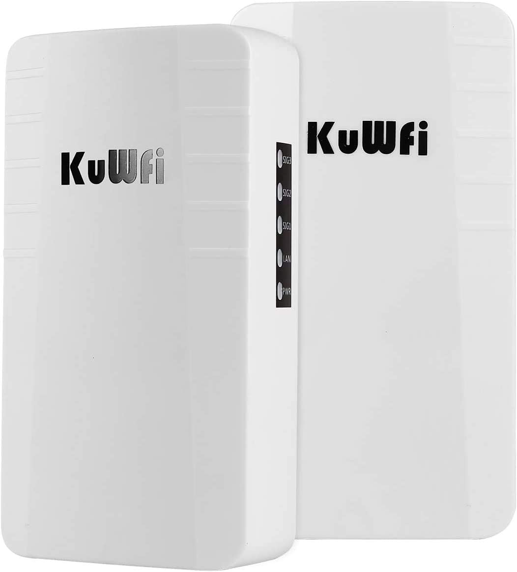KuWFi Wireless WiFi Bridge Outdoor CPE Kit Point to Point 2.4G 300Mbps ...